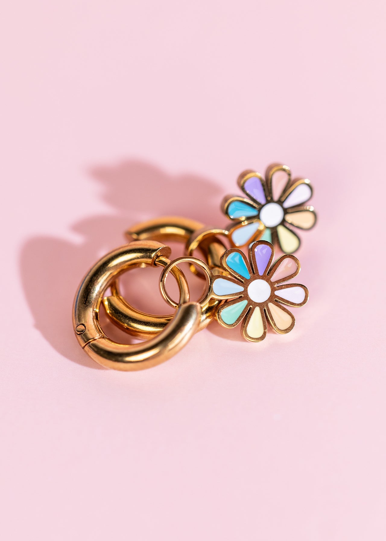 Rainbow Daisy Charms: Add-On for Gold Huggies