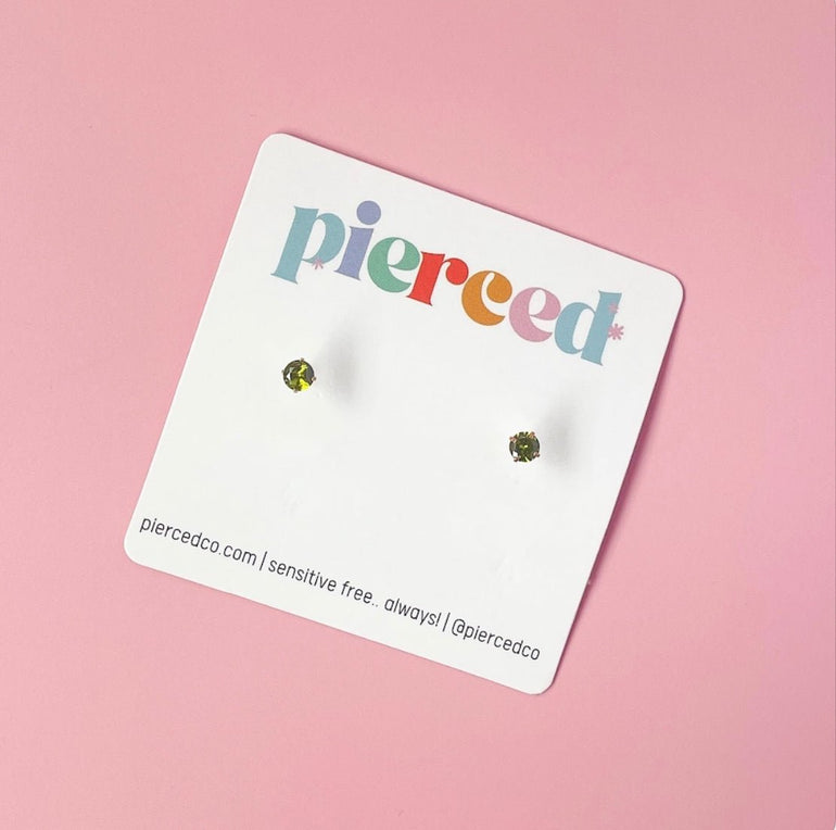 Hypoallergenic screw-back birthstone earrings for little girls – Pierced Co