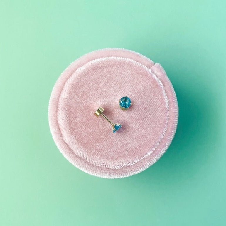 Hypoallergenic screw-back birthstone earrings for little girls – Pierced Co